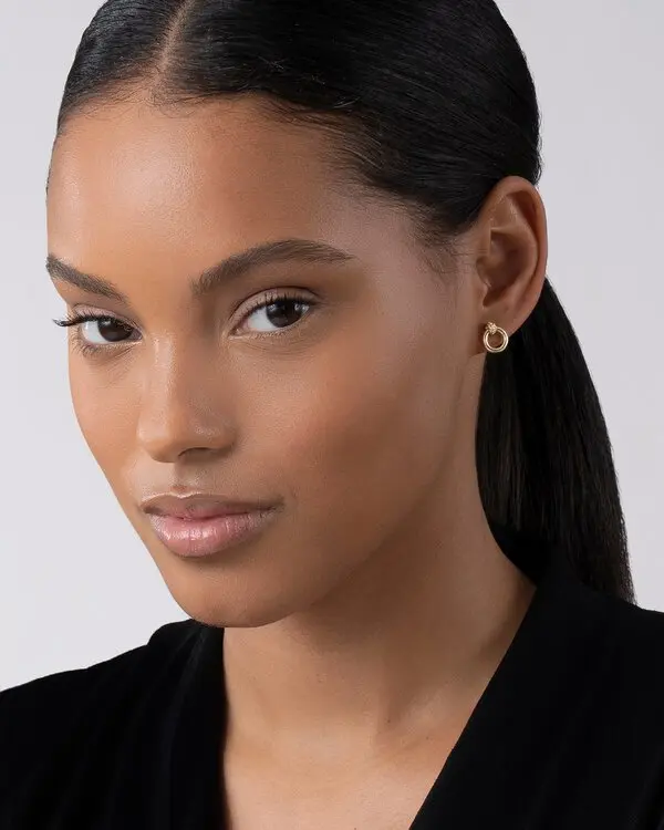 Lagos Meridian 18k Yellow Caviar Circle Drop Earrings