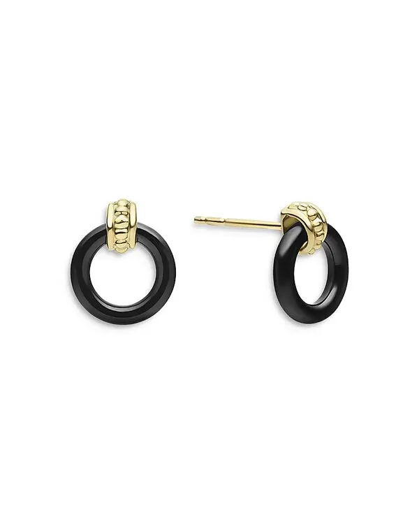 Lagos Meridian Circle Drop Earrings - Black/gold
