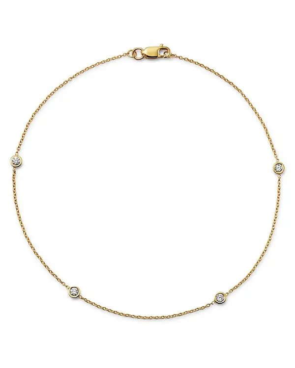 Bloomingdale'S Diamond Bezel Anklet In 14k Yellow Gold - White/gold