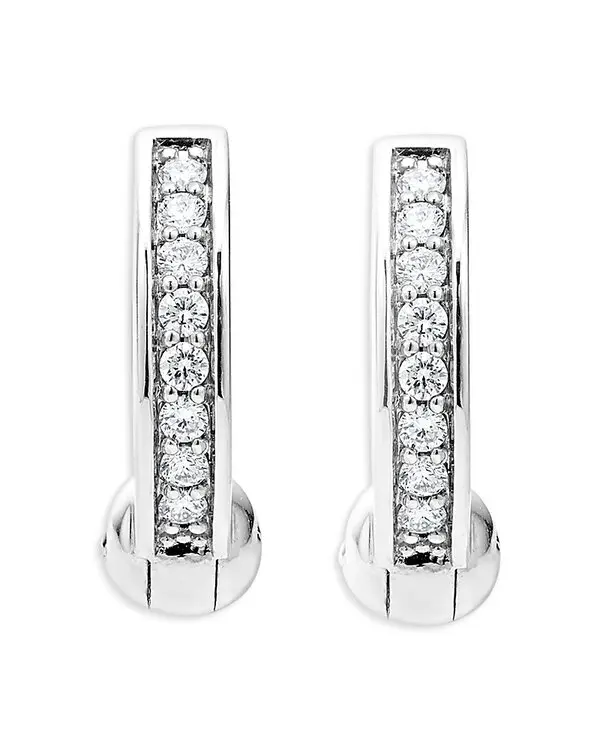 Lagos Sterling Diamond Hoop Earrings - Silver