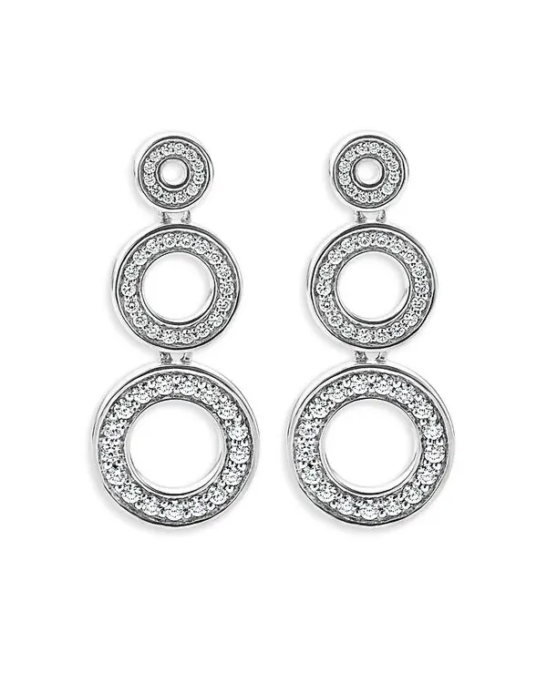 Lagos Sterling Caviar Spark Diamond Triple Circle Drop Earrings - Silver