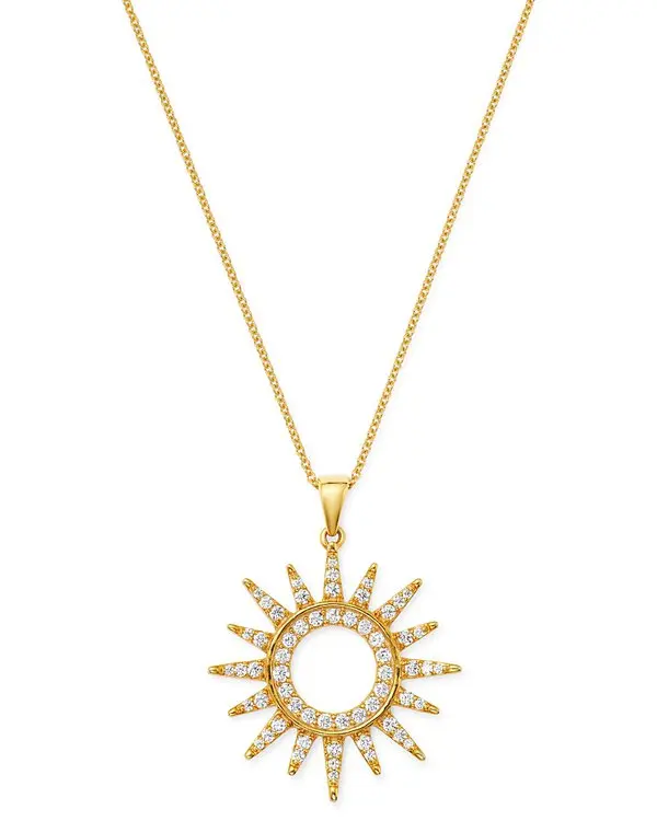 Bloomingdale'S Diamond Sun Pendant Necklace, 0.75 Tcw - White/gold