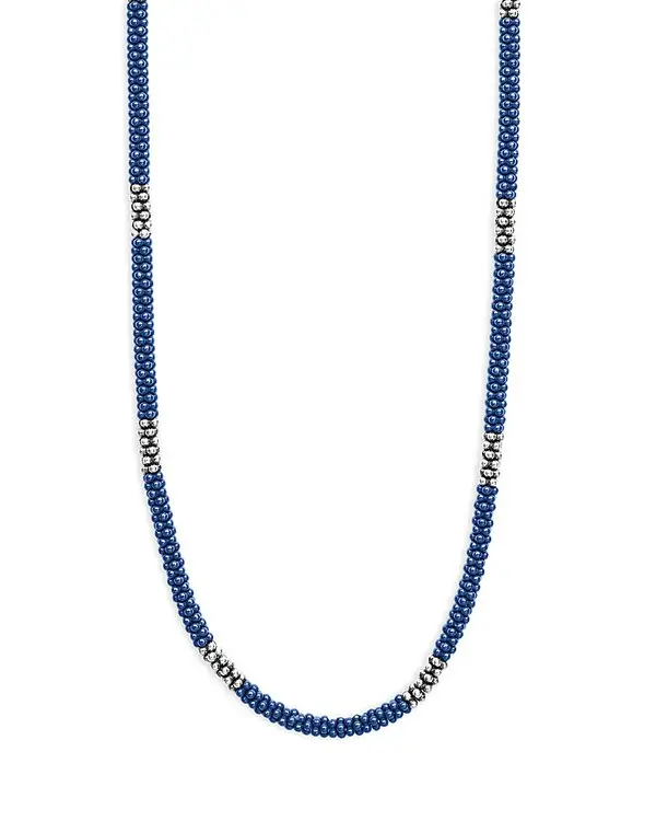 Lagos Sterling Silver Ceramic Bead Collar Necklace - Blue/silver