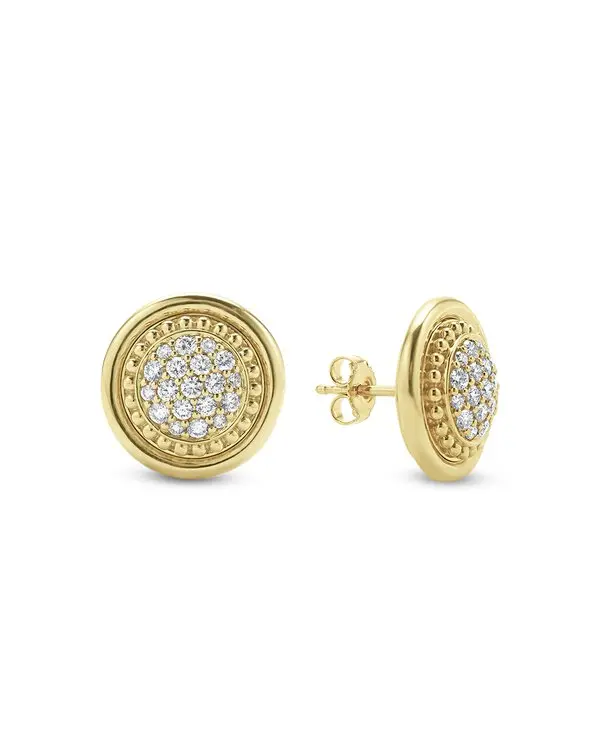 Lagos 18k Gold And Ceramic Meridian Diamond Stud Earrings