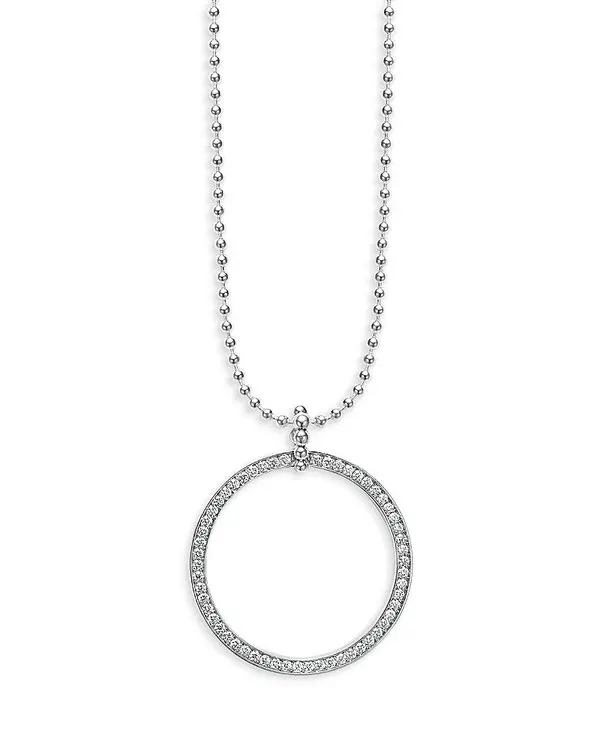 Lagos Sterling Caviar Spark Diamond Circle Pendant Necklace - Silver