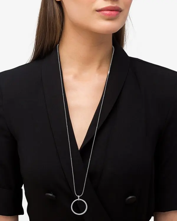 Lagos Sterling Caviar Spark Diamond Circle Pendant Necklace - Silver