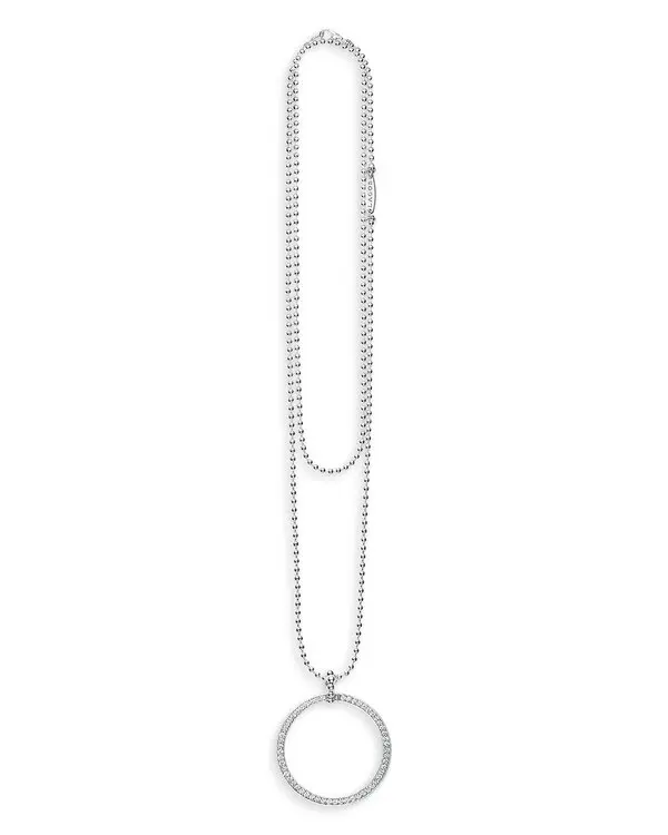 Lagos Sterling Caviar Spark Diamond Circle Pendant Necklace - Silver
