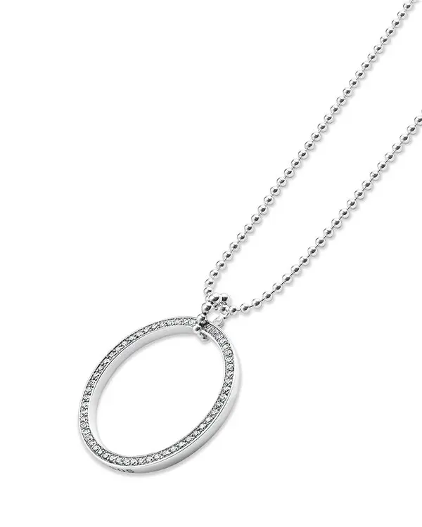 Lagos Sterling Caviar Spark Diamond Circle Pendant Necklace - Silver