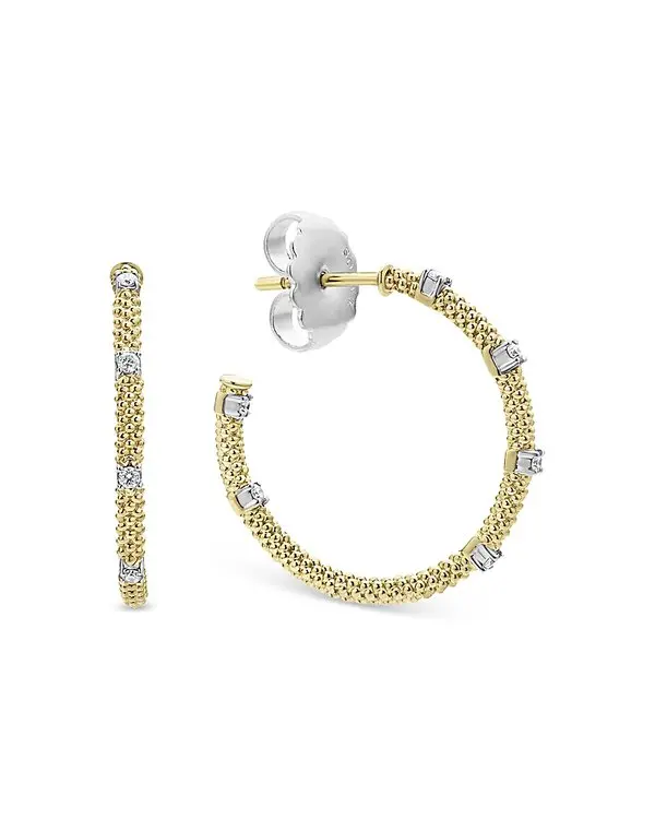 Lagos 18k Gold And Diamond Hoop Earrings - Gold/white