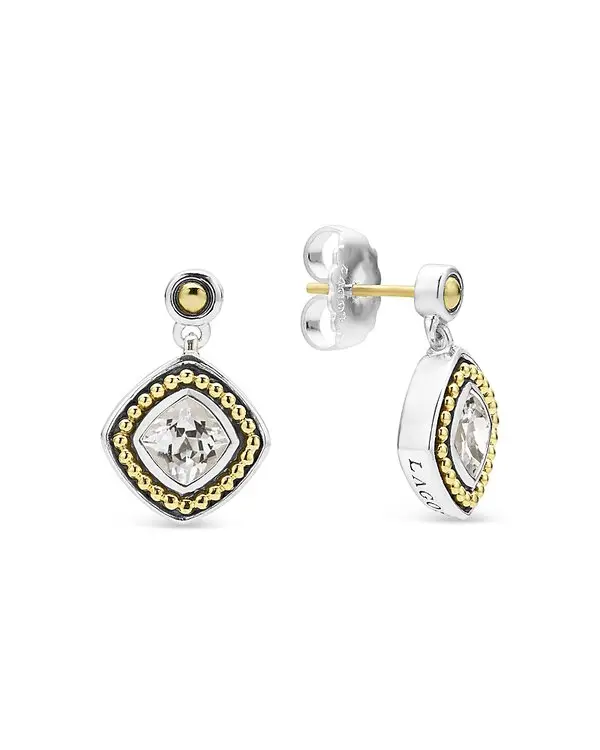 Lagos 18k Yellow Gold And Sterling Silver Topaz Drop Earrings - White/gold