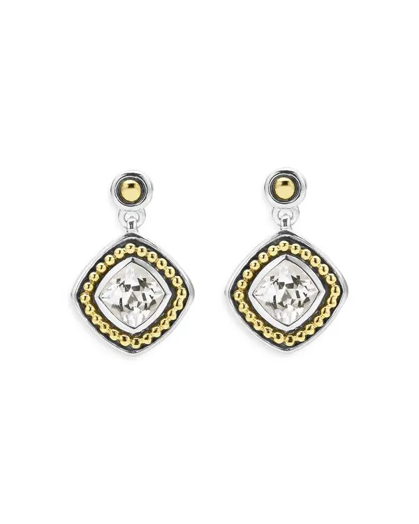 Lagos 18k Yellow Gold And Sterling Silver Topaz Drop Earrings - White/gold