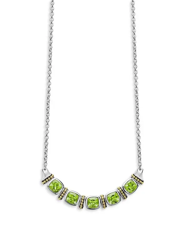 Lagos 18k Yellow Gold & Sterling Silver Rittenhouse Peridot Necklace - Green/silver