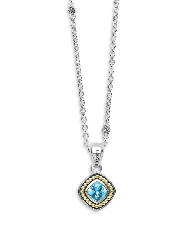 Lagos 18k Yellow Gold And Sterling Silver Blue Topaz Rittenhouse Pendant Necklace - Blue/silver