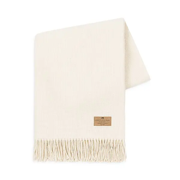 LANDS DOWNUNDER Juno Lambswool Cashmere Throw - Ecru/taupe