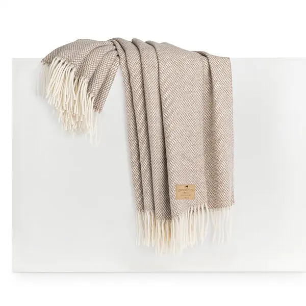 LANDS DOWNUNDER Juno Lambswool Cashmere Throw - Taupe