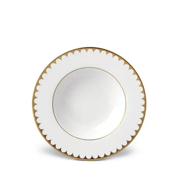 L'Objet Aegean Filet Soup Plate - White/k Gold