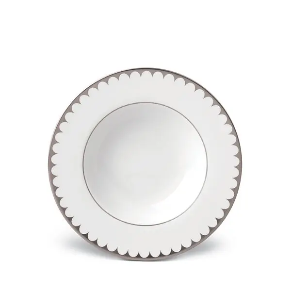L'Objet Aegean Filet Soup Plate - White/platinum