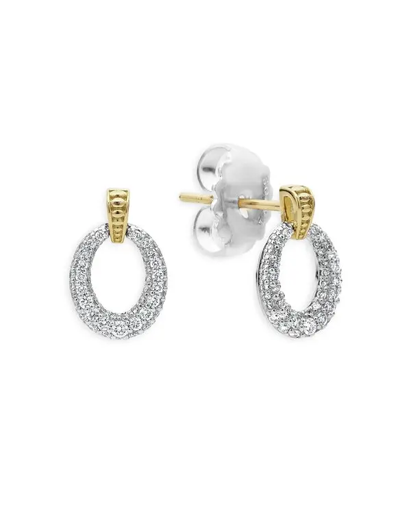 Lagos Sterling Silver And 18k Gold Diamond Drop Earrings