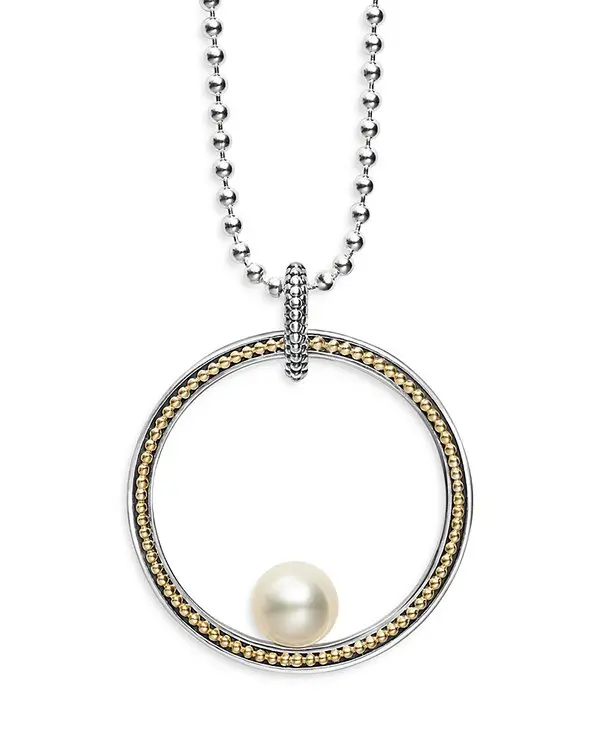 Lagos 18k Yellow Gold & Sterling Silver Luna Pearl Pendant Necklace - Silver/gold