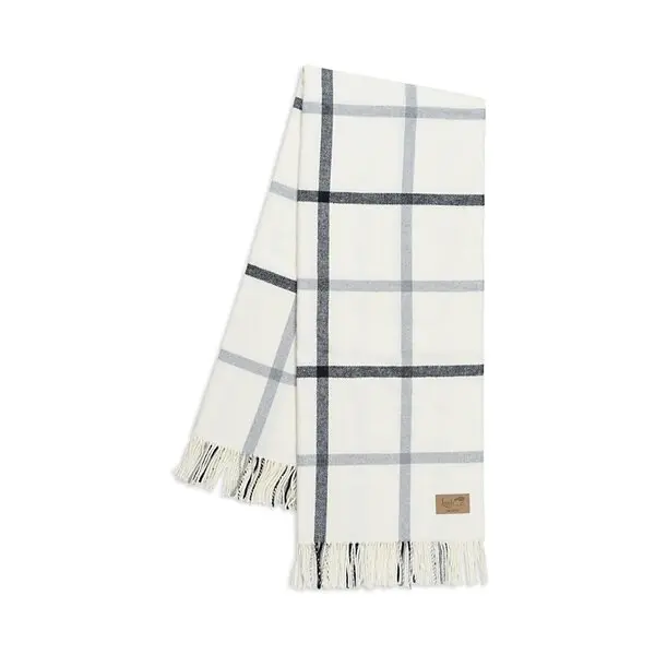 LANDS DOWNUNDER Plaid Cotton Blend Throw - Light Gray/graphite