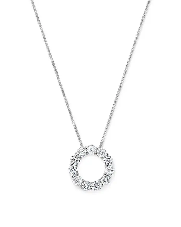 Bloomingdale'S Diamond Circle Pendant Necklace - White Gold/white Diamonds