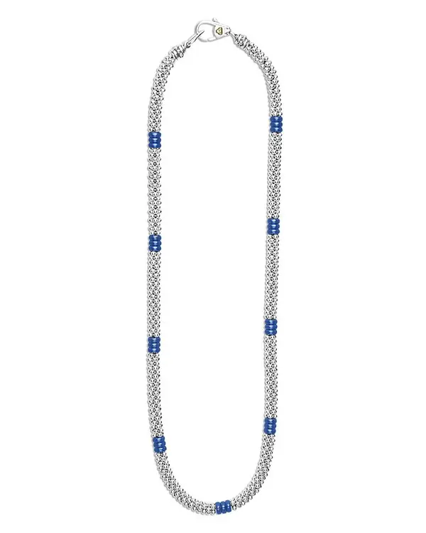 Lagos Sterling Silver Ceramic Rondelle Collar Necklace - Blue/silver