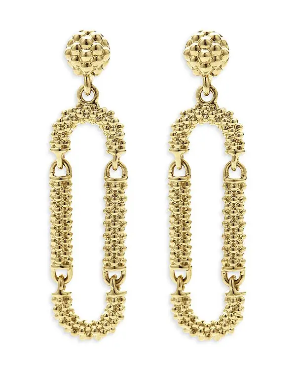 Lagos 18k Yellow Signature Caviar Superfine Long Drop Earrings - Gold