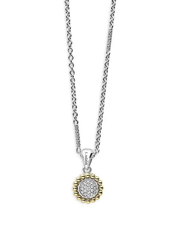 Lagos 18k Yellow Gold And Sterling Diamond Pendant Necklace - Silver