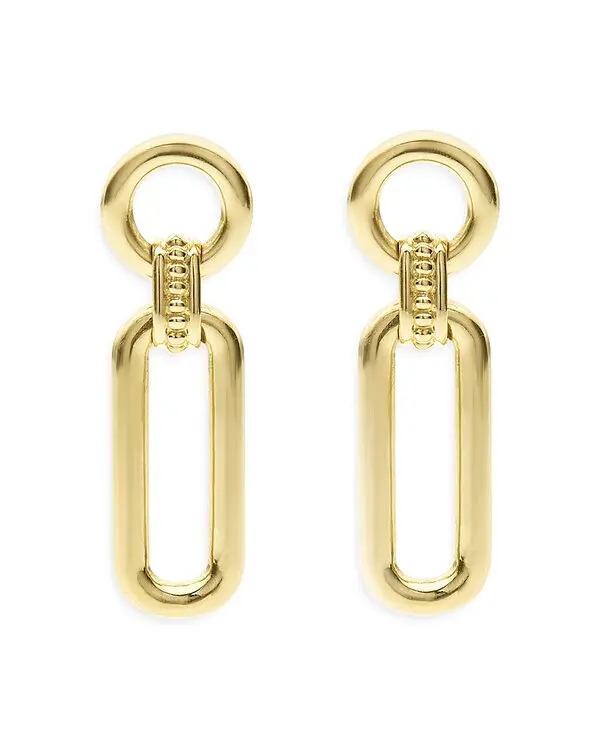 Lagos 18k Yellow Caviar Link Drop Earrings - Gold