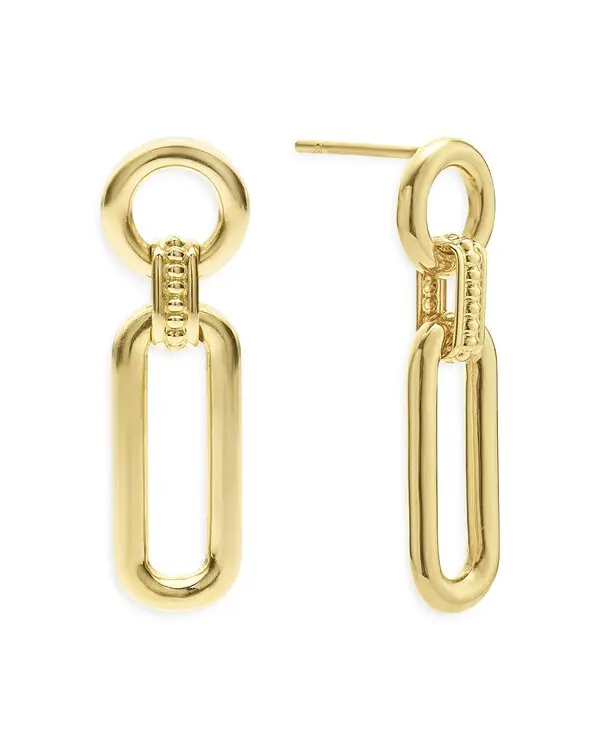 Lagos 18k Yellow Caviar Link Drop Earrings - Gold