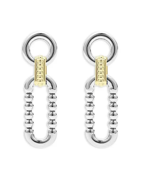 Lagos Signature Caviar Link Drop Earrings - Silver/gold