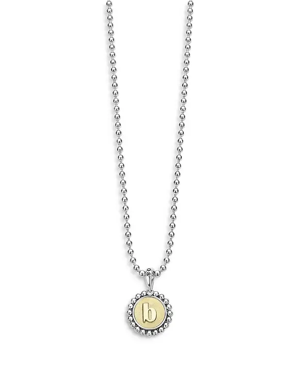 Lagos Sterling Silver And 18k Yellow Gold Initial Pendant Necklace - B