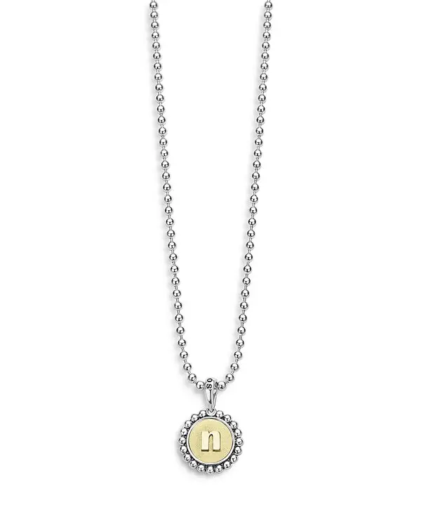 Lagos Sterling Silver And 18k Yellow Gold Initial Pendant Necklace - N