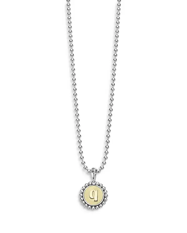Lagos Sterling Silver And 18k Yellow Gold Initial Pendant Necklace - Q