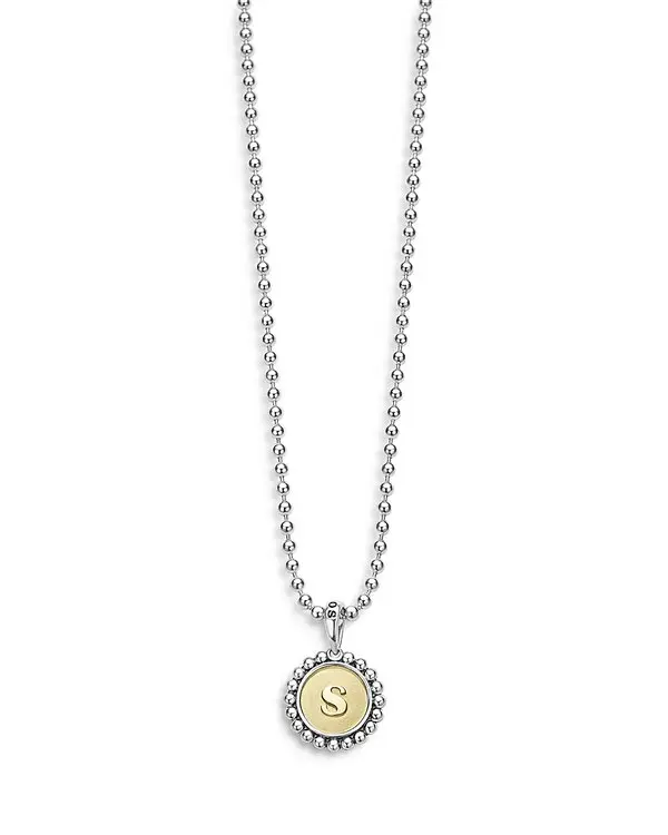 Lagos Sterling Silver And 18k Yellow Gold Initial Pendant Necklace - S