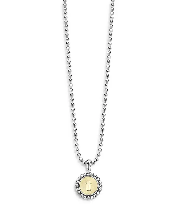 Lagos Sterling Silver And 18k Yellow Gold Initial Pendant Necklace - T