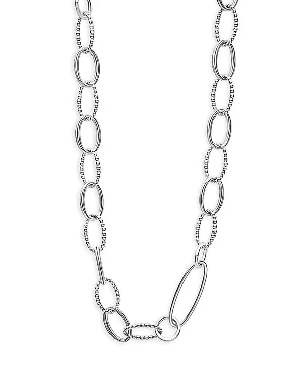 Lagos Sterling Caviar Oval Link Chain Necklace - Silver