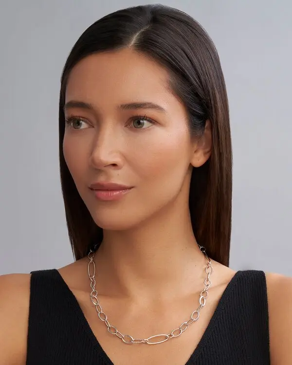 Lagos Sterling Caviar Oval Link Chain Necklace - Silver