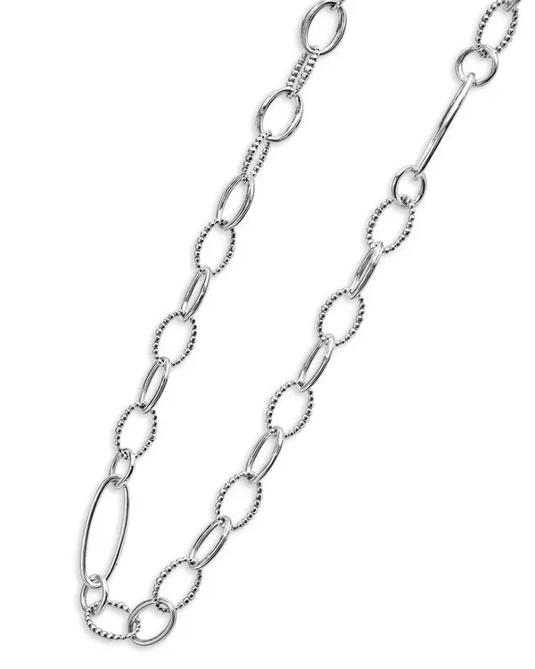 Lagos Sterling Caviar Oval Link Chain Necklace - Silver