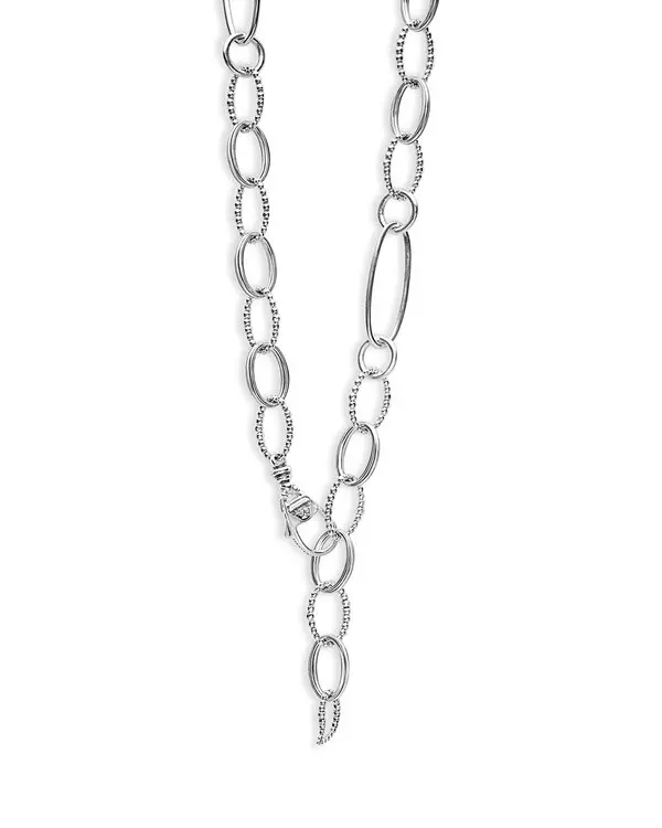 Lagos Sterling Caviar Oval Link Chain Necklace - Silver