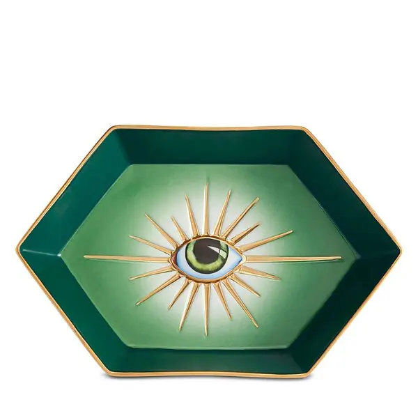L'Objet Lito-eye Hexagon Tray - Green/gold
