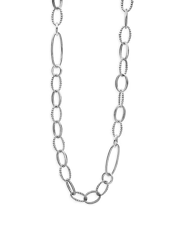 Lagos Sterling Signature Caviar Oval Link Chain Necklace - Silver