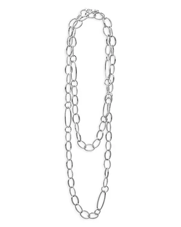 Lagos Sterling Signature Caviar Oval Link Chain Necklace - Silver