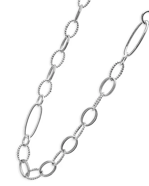 Lagos Sterling Signature Caviar Oval Link Chain Necklace - Silver