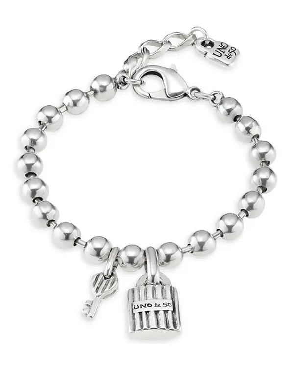 UNODE50 Sterling -plated Beaded Charm Bracelet - Silver