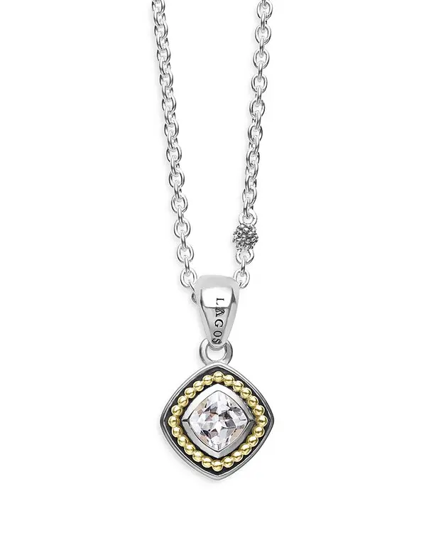 Lagos Sterling Silver & 18k Yellow Gold Rittenhouse Topaz Pendant Necklace - White/gold