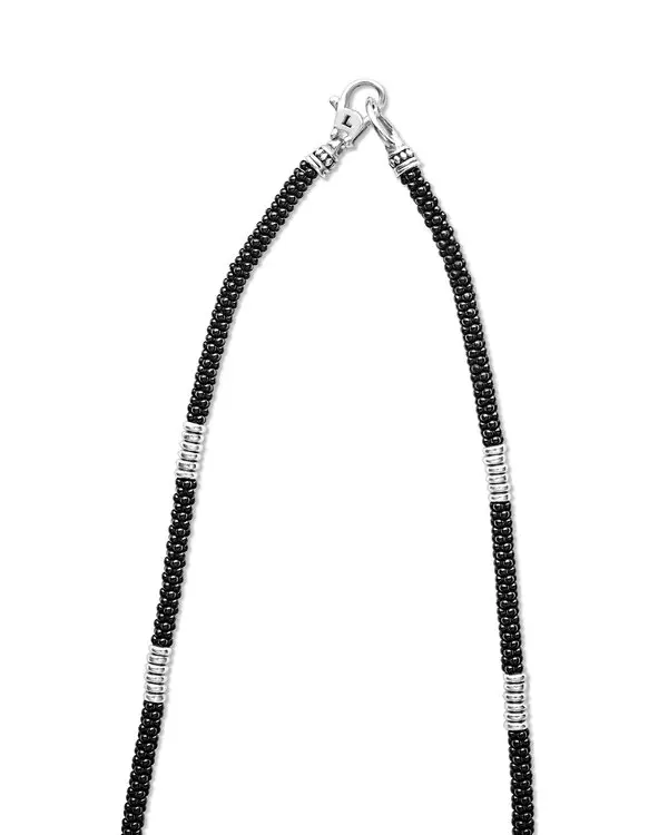 Lagos Black Caviar Station Necklace - Silver/black