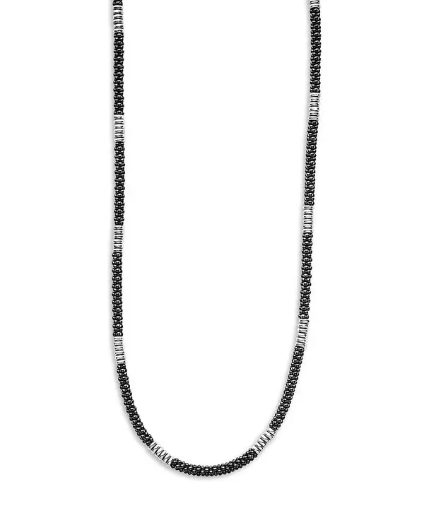 Lagos Black Caviar Ceramic Beaded Necklace - Black/silver