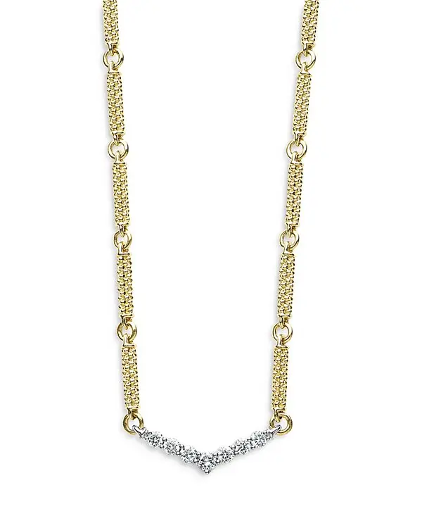 Lagos 18k Gold Diamond Chevron Link Necklace - White/gold
