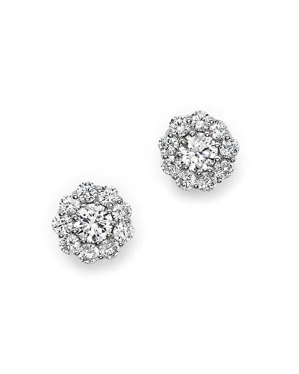 Bloomingdale'S 14k Gold Diamond Halo Stud Earrings 1.0 Tcw - White
